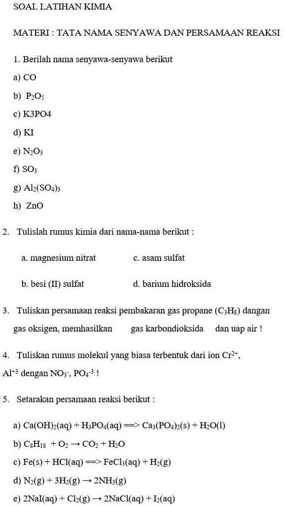 SOLVED: pliss bantu jawab kimia kelas 10 materi : tata nama senyawa dan ...