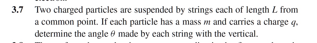 SOLVED: 3.7 Two charged particles are suspended by strings each of ...