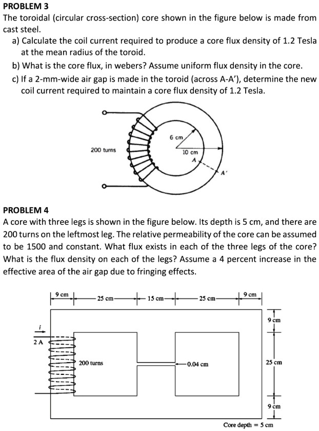 PROBLEM 3 The toroidal (circular cross-section) core shown in the figure below is made from cast ...