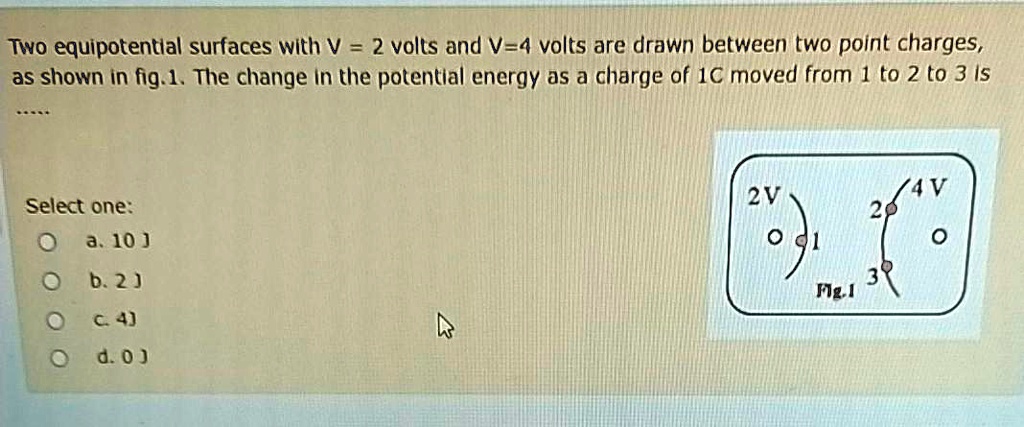 SOLVED: Two equipotentlal surfaces With V =2 volts and V=4 volts are ...
