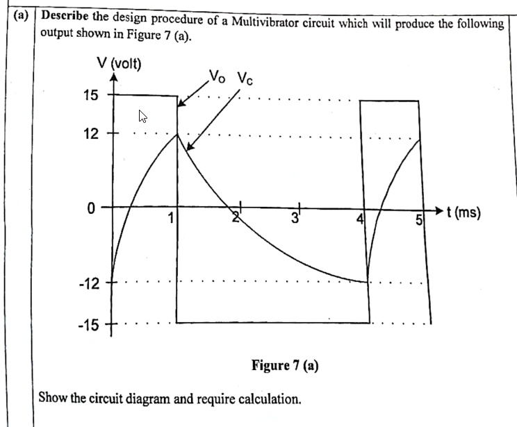 SOLVED: a) output shown in Figure 7 (a). V (volt) Vc 15 12 t(ms) Figure ...