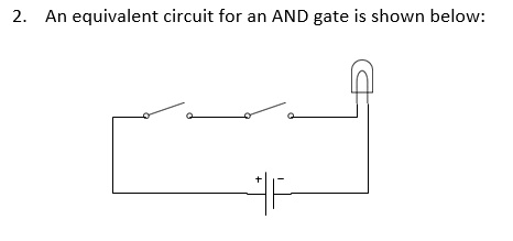 SOLVED: Draw an equivalent circuit for an OR gate. Thank you. An equivalent circuit for an AND ...