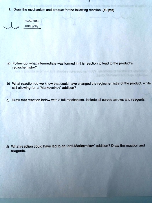 SOLVED:Draw the mechanism and product for the following reaction: (10 ...