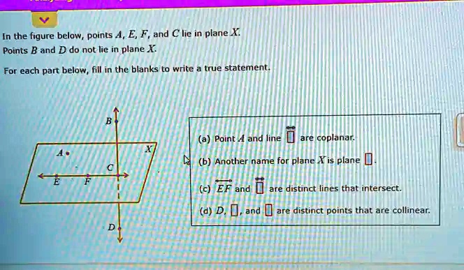 SOLVED: In the figure below points 4, E, F, and C lie in plane X Points B and D do not lie plane ...