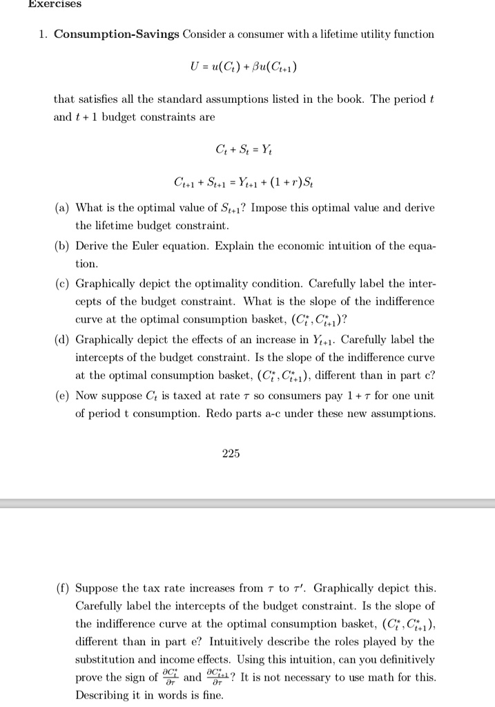 exercises 1 consumption savings consider a consumer with a lifetime utility function uuct3uct1 ...