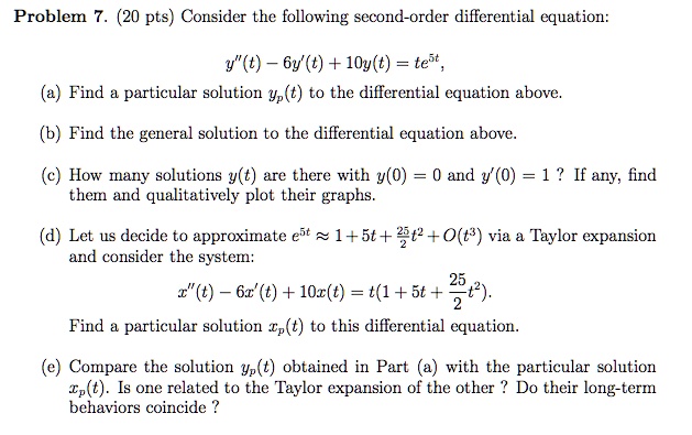 SOLVED: Problem 7 (20 pts) Consider the following second-order ...
