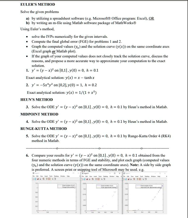 SOLVED:EULER'S METHOD Solve the given problems by utilizing spreadsheet ...