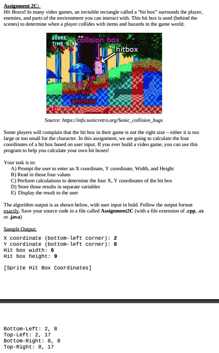 assignment 2c hit boxes in many video games an invisible rectangle ...