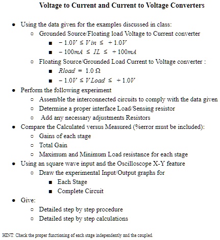 Voltage to Current and Current to Voltage Converters • Using the data ...