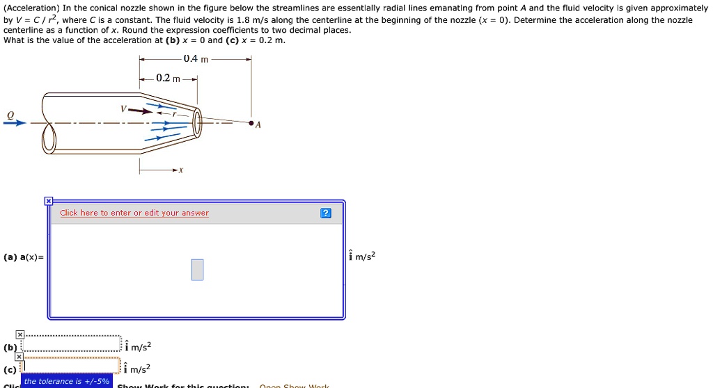 SOLVED: (Acceleration) In the conical nozzle shown in the figure below ...