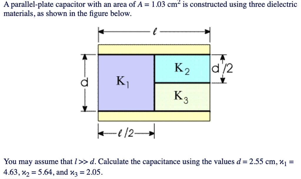 SOLVED: A parallel-plate capacitor with an area of A = 1.03 cmÂ² is ...