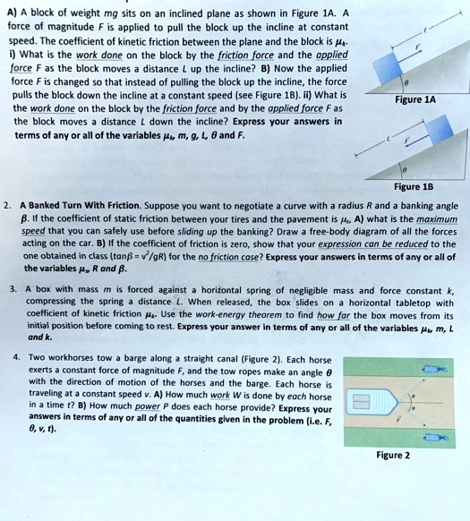 block of weight mg sits on an inclined plane as shown figure 1a force ...