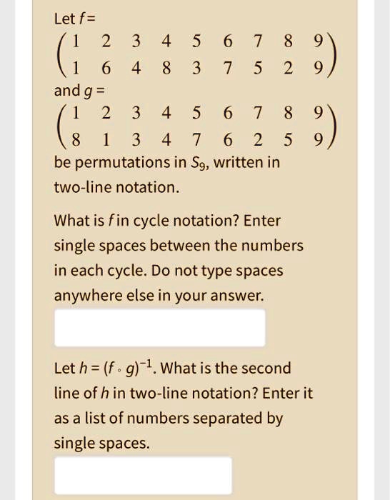 Solved Let F 2 3 4 5 6 7 8 6 4 8 3 7 5 2 9 And G 2 3 4 5 6 7 8