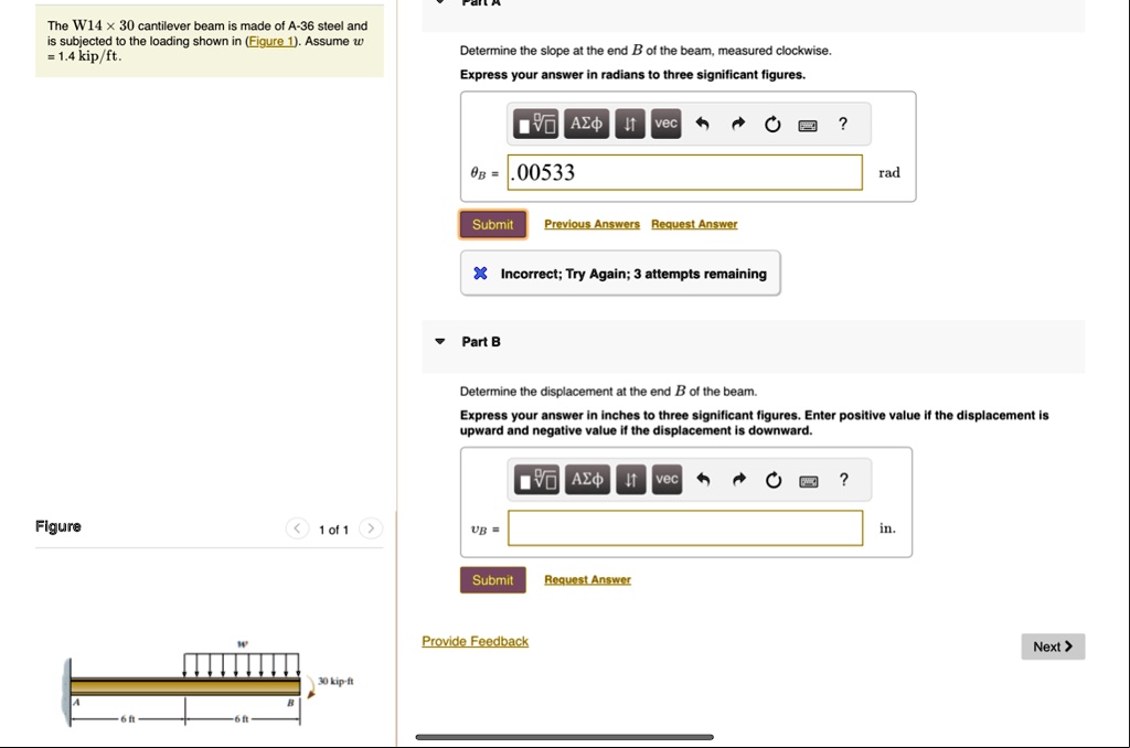 the w14 x 30 cantilever beam is made of a 36 steel and is subjected to ...