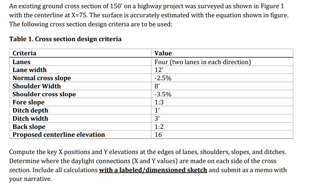 an existing ground cross section of 150 on a highway project was ...