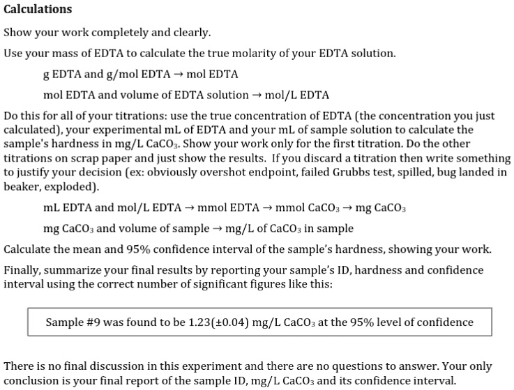 VIDEO solution: Title: Calculations for Determining the True Molarity and Hardness of EDTA ...