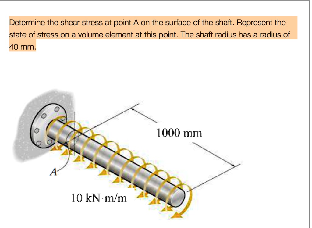 Determine the shear stress at point A on the surface of the shaft ...