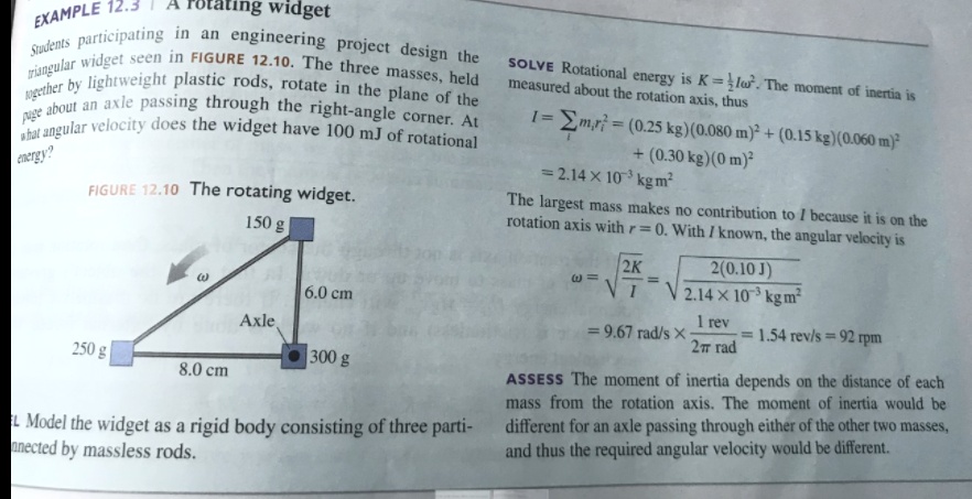 SOLVED: EXAMPLE 12.3 Rotating widget events participating in engineering project widget. Seen in ...