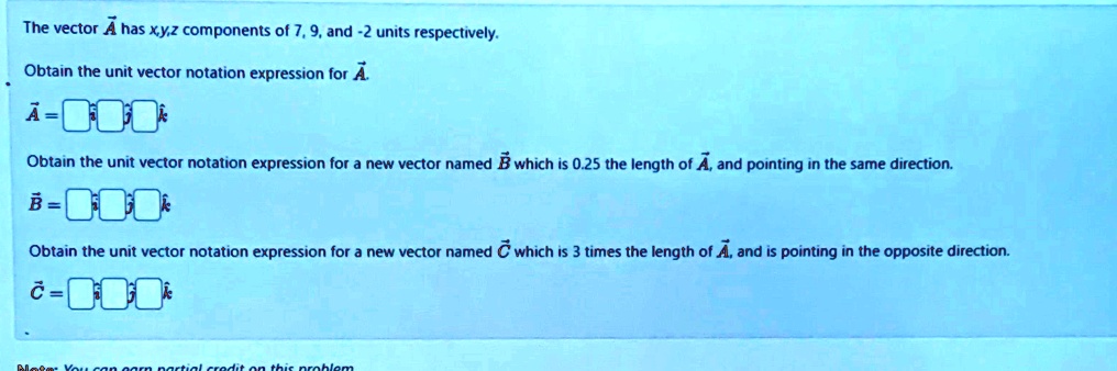 The Vector A⃗ Has X Y Z Components Of 7 9 And 2 Units Respectively Obtain The Unit Vector