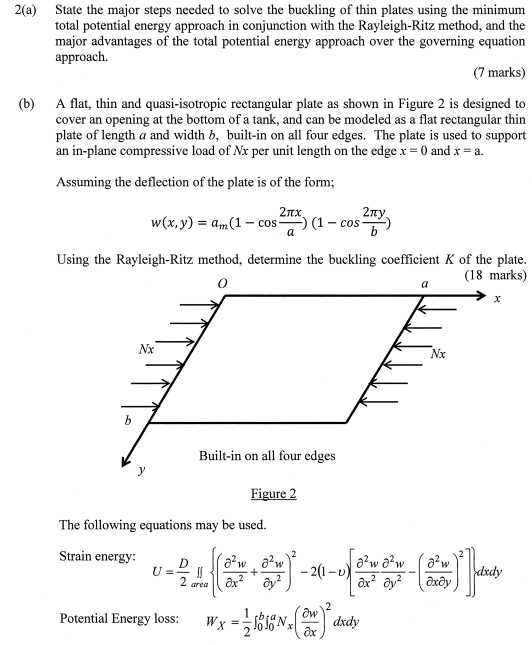 SOLVED: (a) State the major steps needed to solve the buckling of thin ...