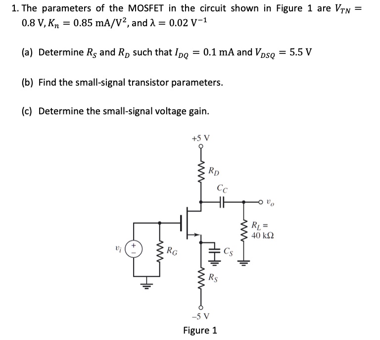 1. The parameters of the MOSFET in the circuit shown in Figure 1 are ...