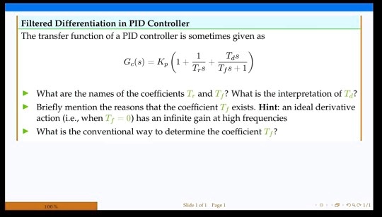 SOLVED: Filtered Differentiation in PID Controller The transfer ...
