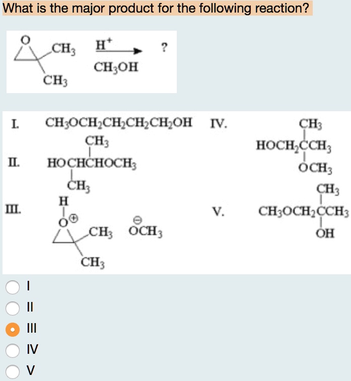 SOLVED: What is the major product for the following reaction? What is the major product for the ...