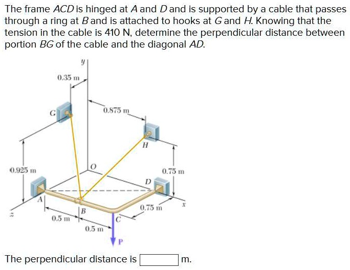 SOLVED: The frame AC is hinged at A and D and is supported by a cable ...