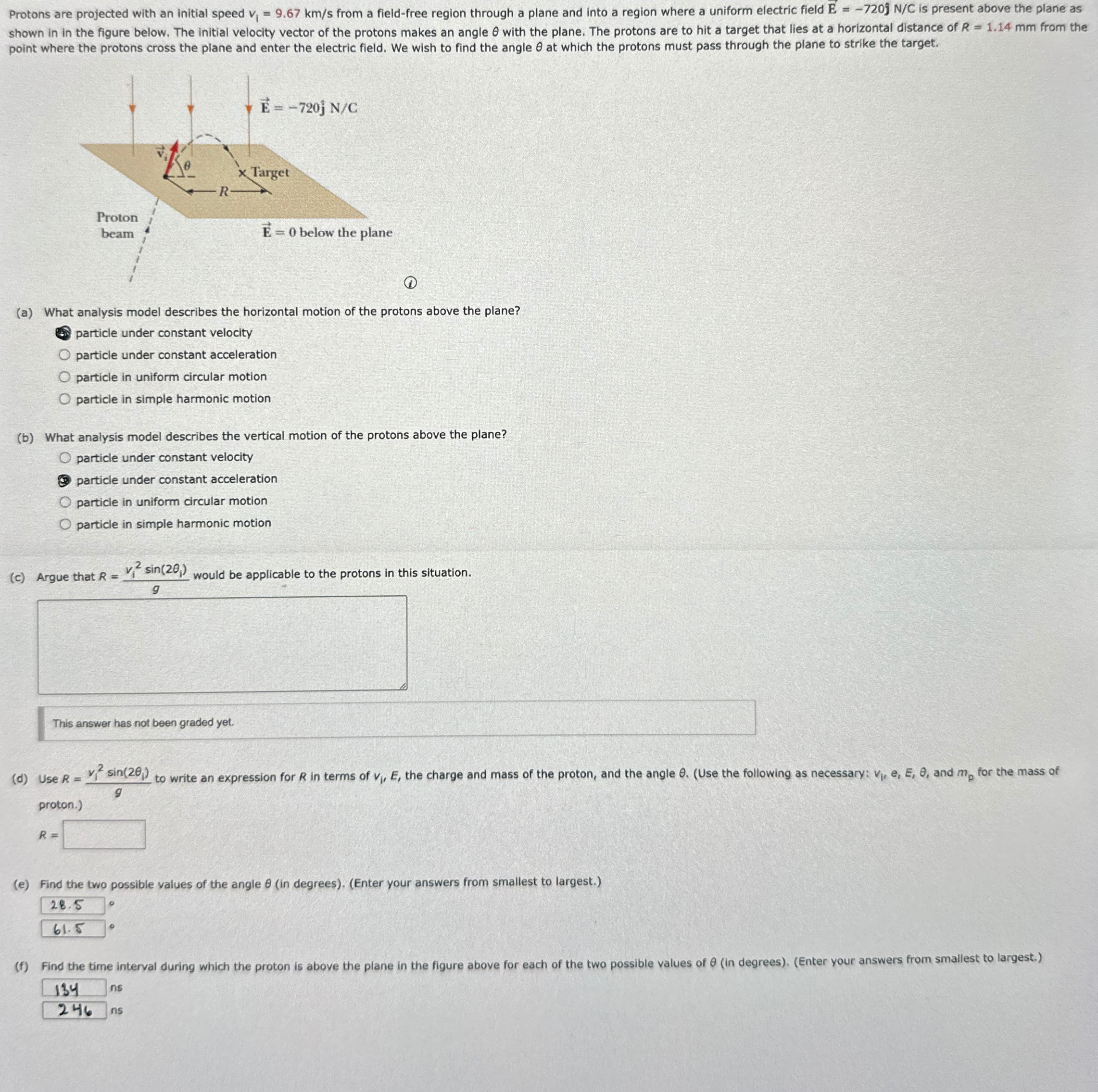 Protons are projected with an initial speed v1=9.67 km / s from a field-free region through a ...
