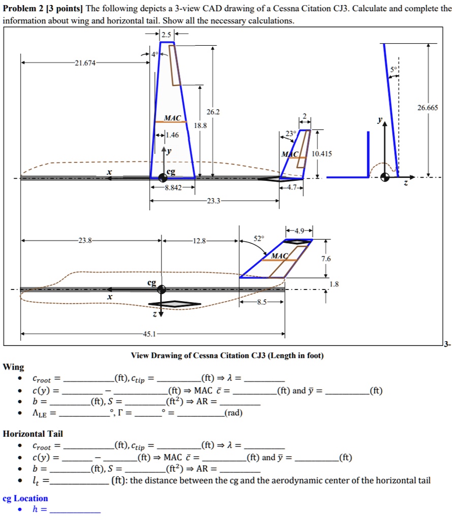 SOLVED:Problem 2 [3 points] The following depicts a 3-view CAD drawing ...