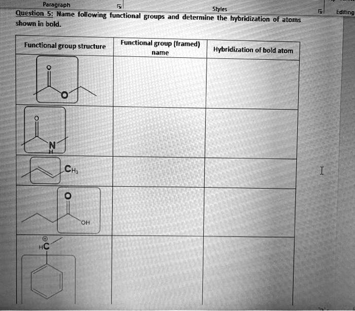 SOLVED: Paragraph Styles Question 51 Name following functional groups ... SOLVED: Paragraph Styles Question 51 Name following functional groups ...