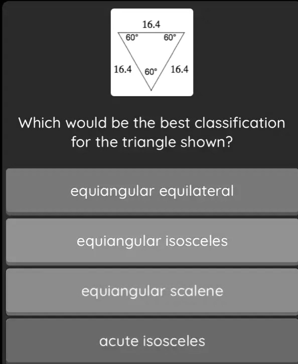 SOLVED: 16.4 609 60 16.4 60' 16.4 Which would be the best ...