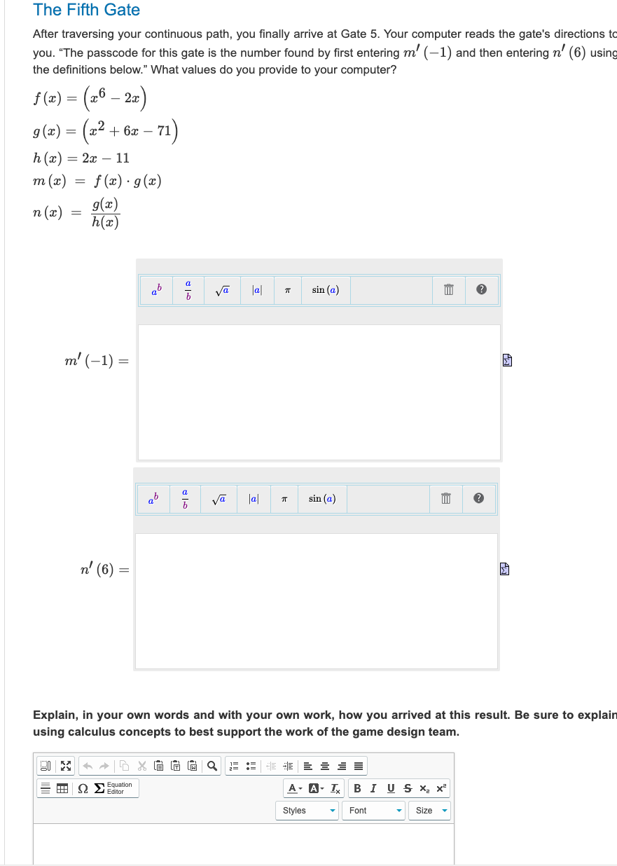 The Fifth Gate After traversing your continuous path, you finally arrive at Gate 5. Your ...