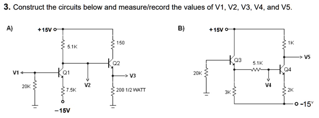 SOLVED: For the circuit of Part 3A) of the Procedure, calculate the values of V1, V2, and V3.