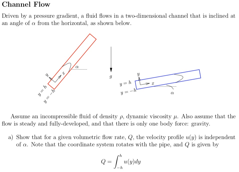 Channel Flow Driven by a pressure gradient, a fluid flows in a two-dimensional channel that is ...