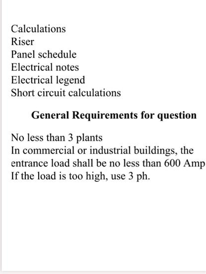 Calculations Riser Panel schedule Electrical notes Electrical legend ...