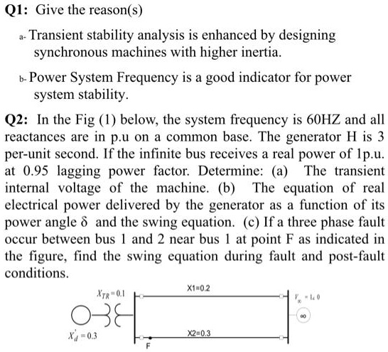 SOLVED: Q1: Give the reason(s) a- Transient stability analysis is ...