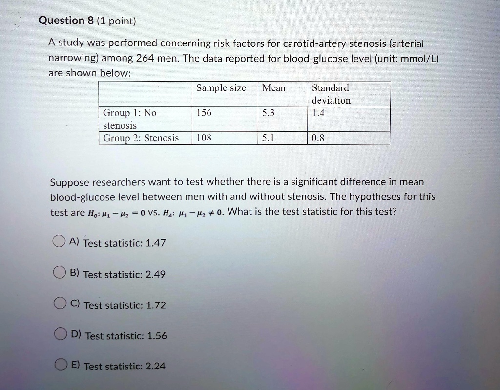 SOLVED: Question 8 (1 point) A study was performed concerning risk ...
