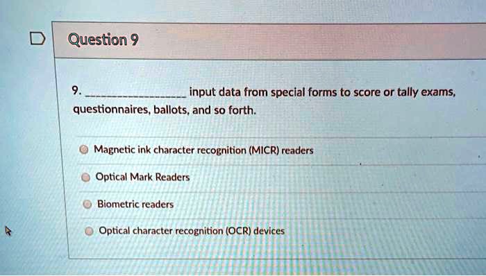 SOLVED: Input data from special forms to score or tally exams ...