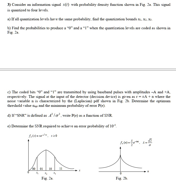 SOLVED: 3) Consider an information signal xt) with probability density function shown in Fig. 2a ...