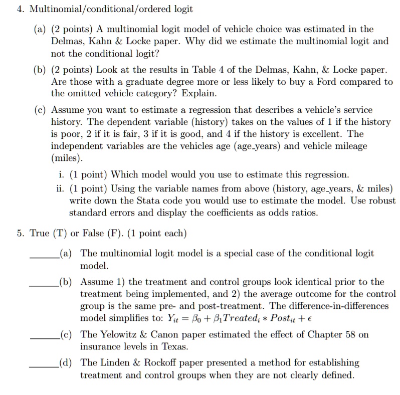 multinomialconditionalordered logit 2 points a multinomial logit model ...
