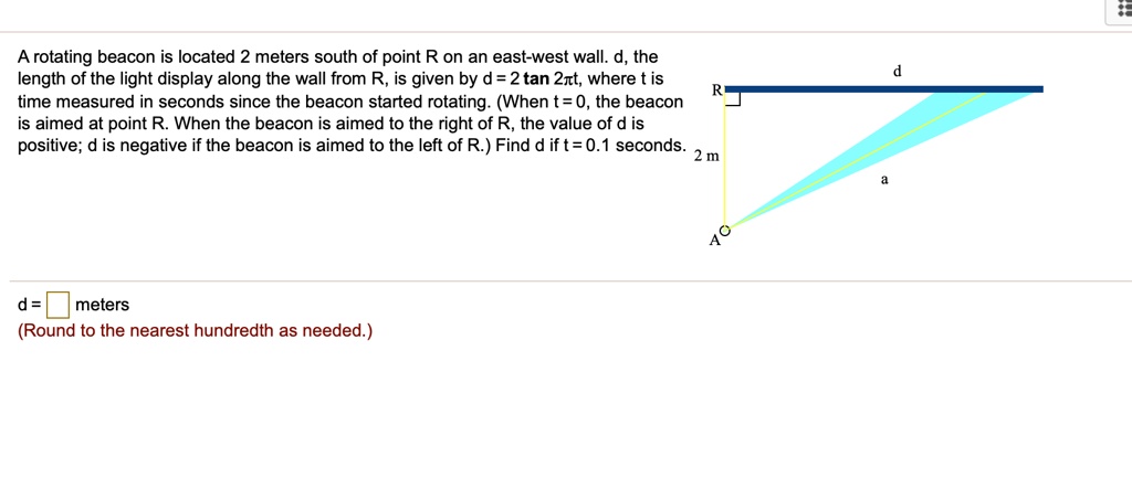 a rotating beacon is located 2 meters south of point r on an east west ...