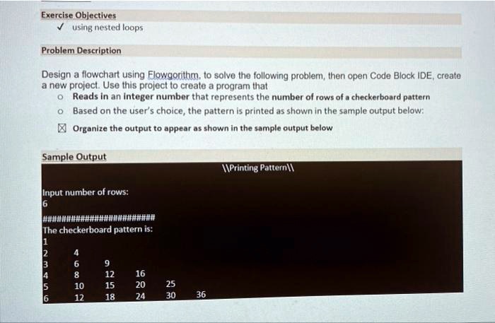 SOLVED: Exercise Objectives Vs Using Nested Loops Problem Description ...