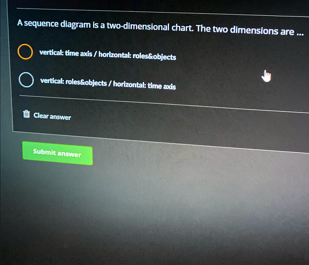 A sequence diagram is a two-dimensional chart. The two dimensions are ...