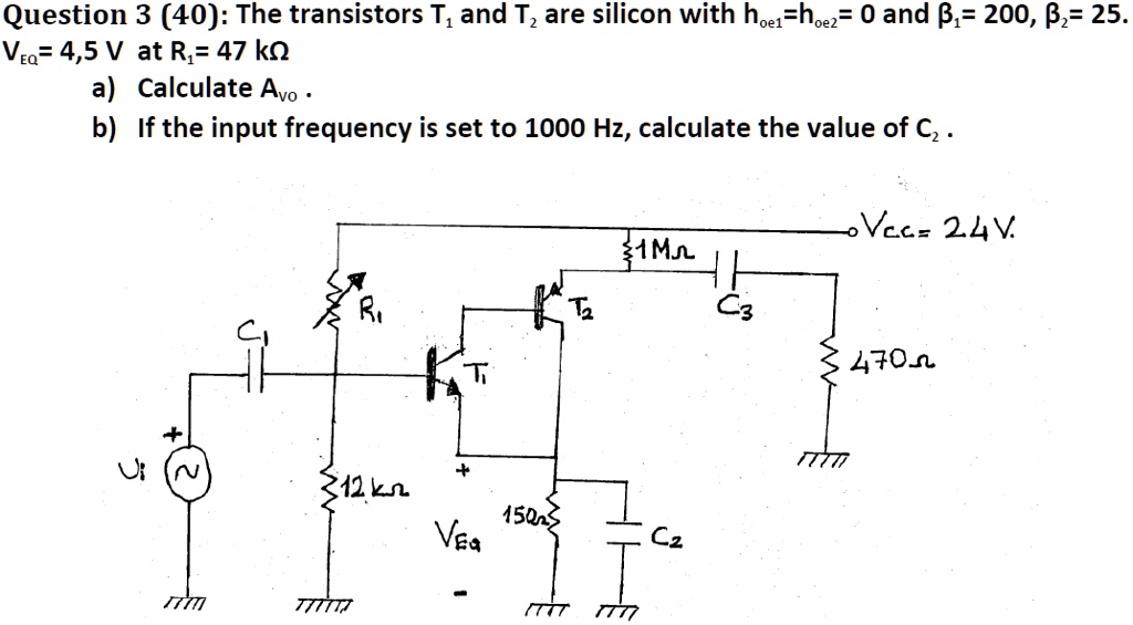 SOLVED: Texts: Vzo = 4.5 V at R = 47 kΩ a) Calculate Avo: b) If the input frequency is set to ...