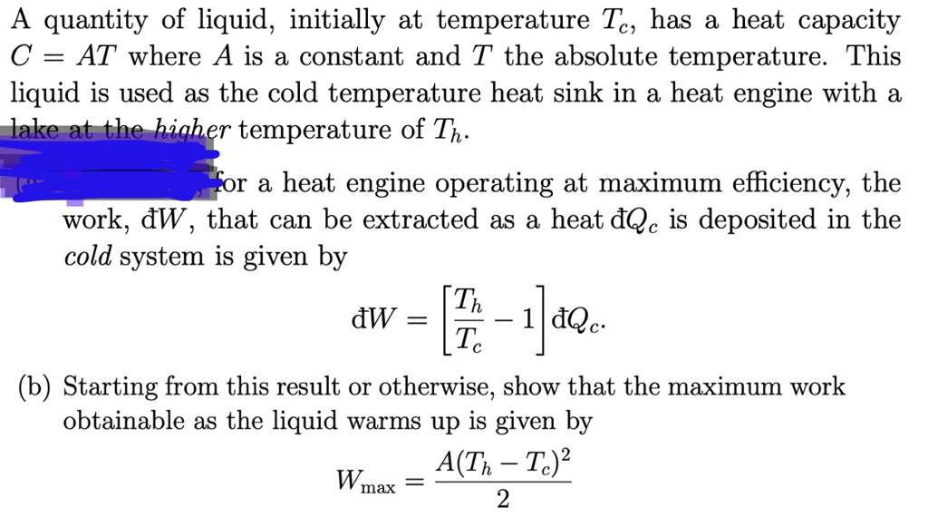 SOLVED:A quantity of liquid, initially at temperature Tc, has a heat ...
