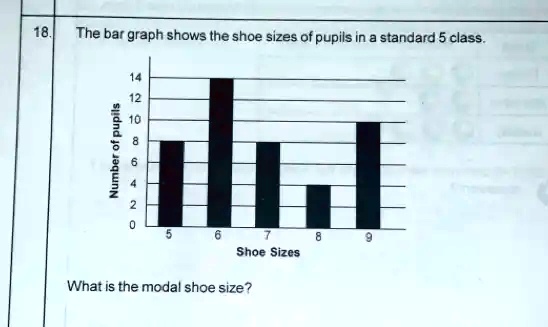 18. The bar graph shows the shoe sizes of pupils in a standard 5 class ...