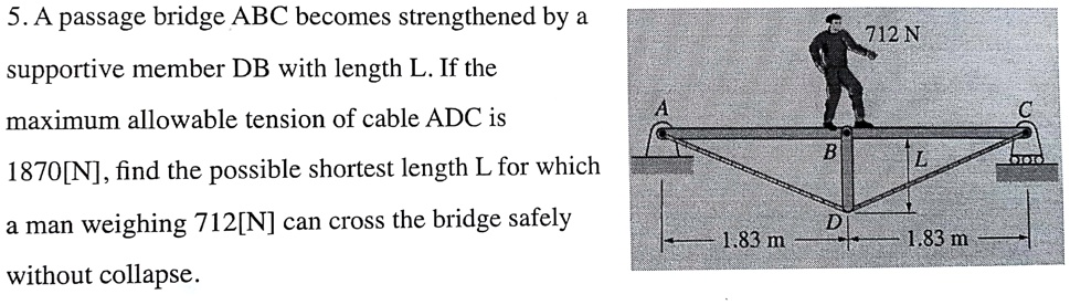 5. A passage bridge ABC becomes strengthened by a supportive member DB ...