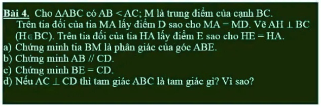 Solved Bà I 4 Cho Aabc Có Ab