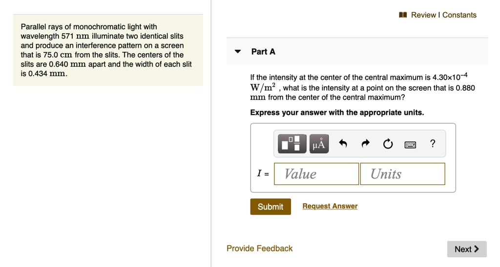 review constants parallel rays of monochromatic light with wavelength ...